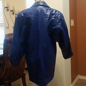 Vintage | Jackets & Coats | 8s Blue Leather Jacket | Poshmark